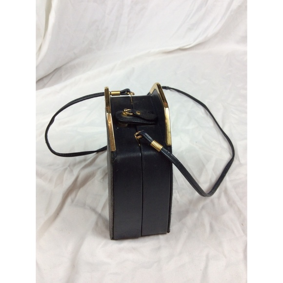 Bags | Structured Leather Gold Hinged Hard Case Purse | Poshmark